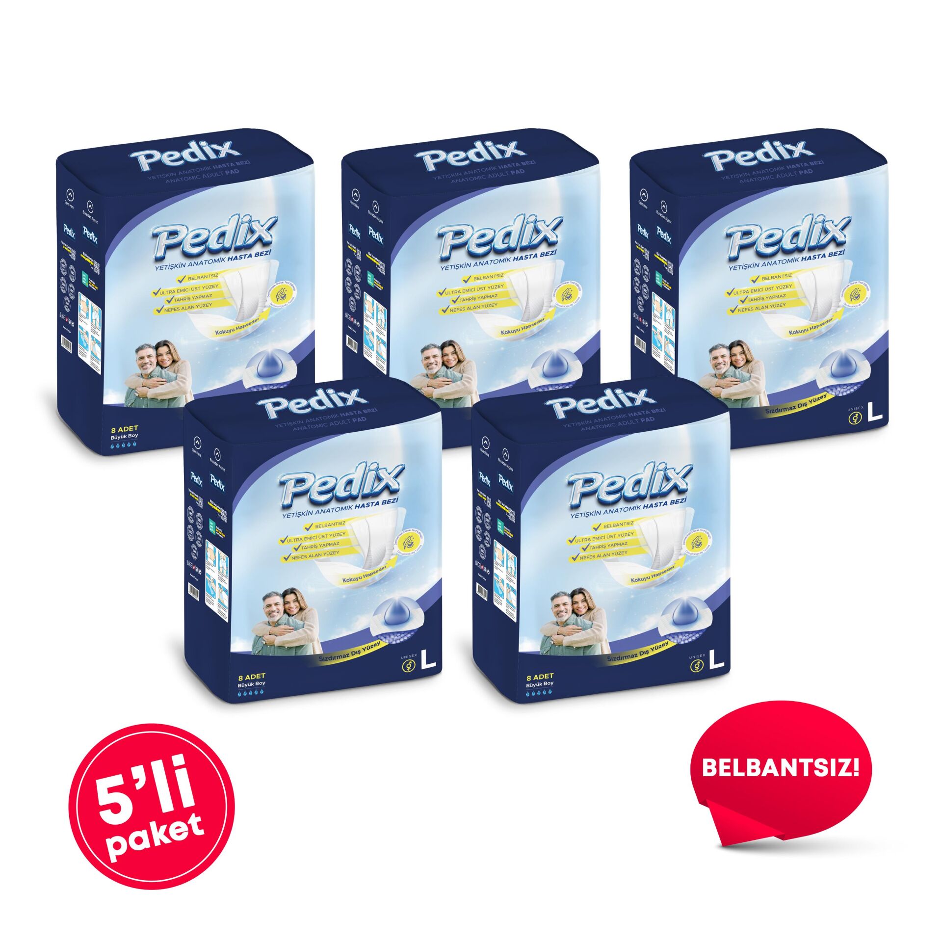 Pedix Anatomik Hasta Bezi Büyük Boy(L) 40 Adet (BELBANTSIZ) En Uygun ...